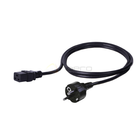 Kabel zasilający BKT - gniazdo IEC 320 C19 16A, wtyk DIN 49441(unischuko) 16A, 3 x 1,5 mm2 czarny 3m